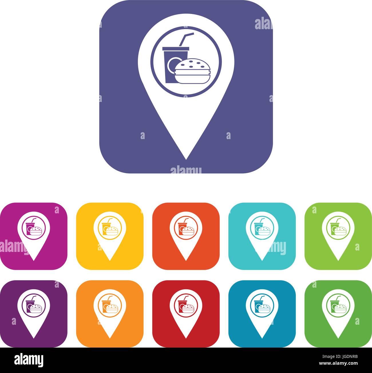 Fast food and restaurant map pointer icons set Stock Vector Image & Art ...