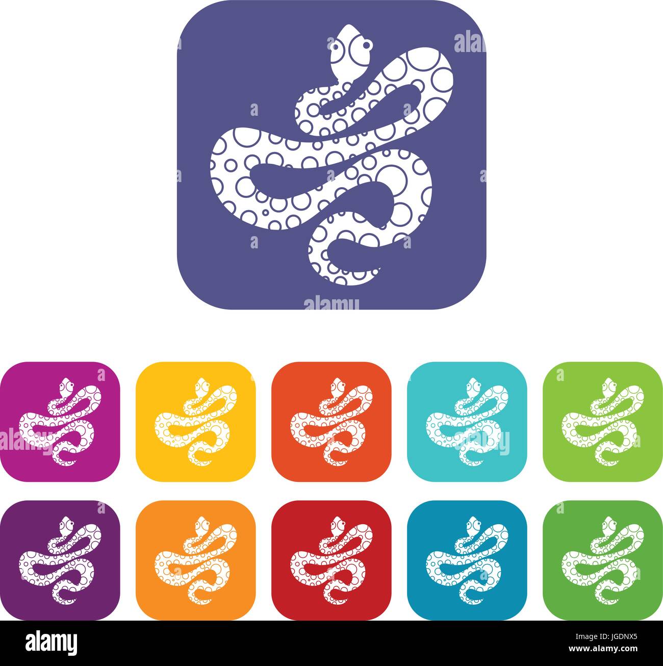 Black dotted snake icons set flat Stock Vector Image & Art - Alamy