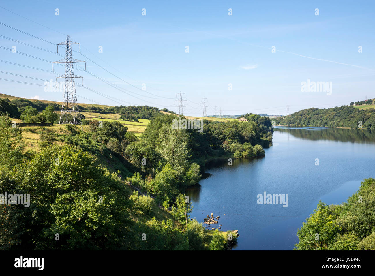 Beautiful view of Valehouse reservoir in the Longdendale valley ...
