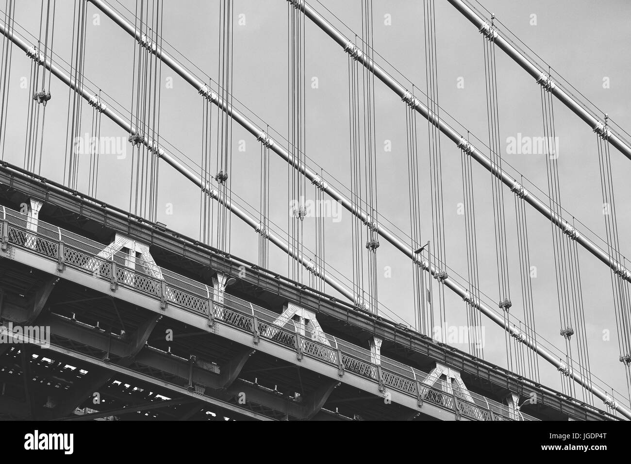Close up picture of the Manhattan Bridge that connects Lower Manhattan ...
