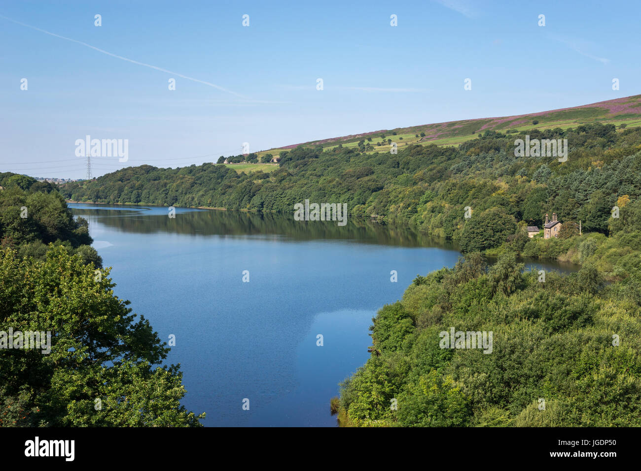 Beautiful view of Valehouse reservoir in the Longdendale valley ...