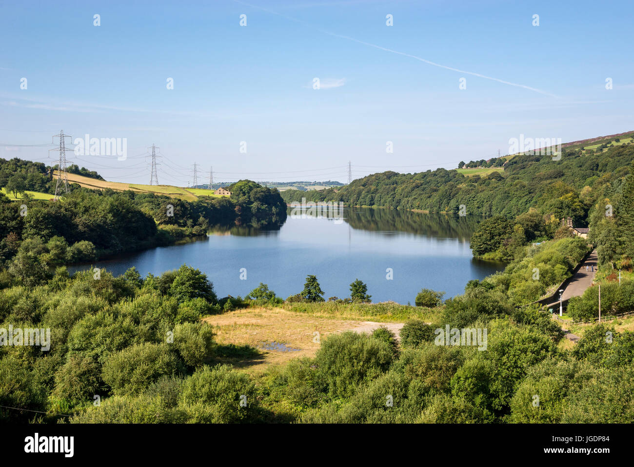 Beautiful view of Valehouse reservoir in the Longdendale valley ...