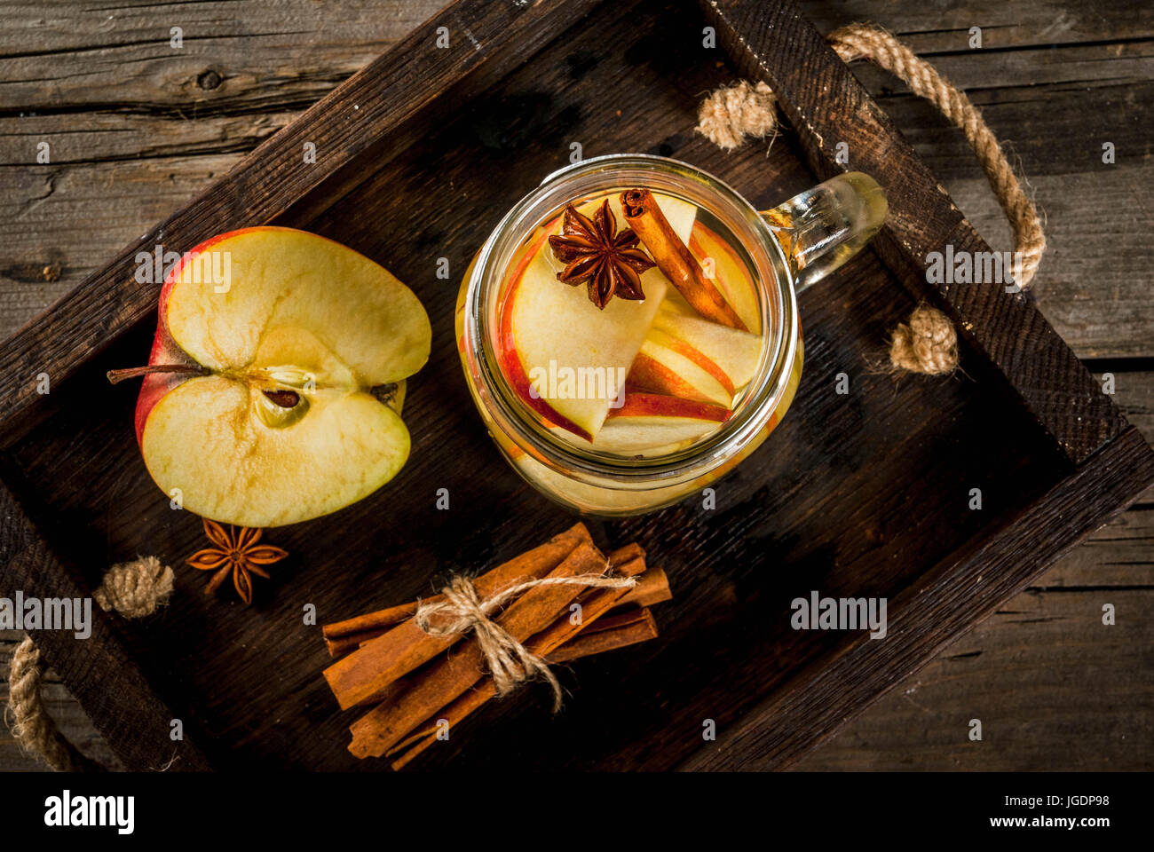 Fall and winter drinks. Autumn detox water with apple, cinnamon and ...