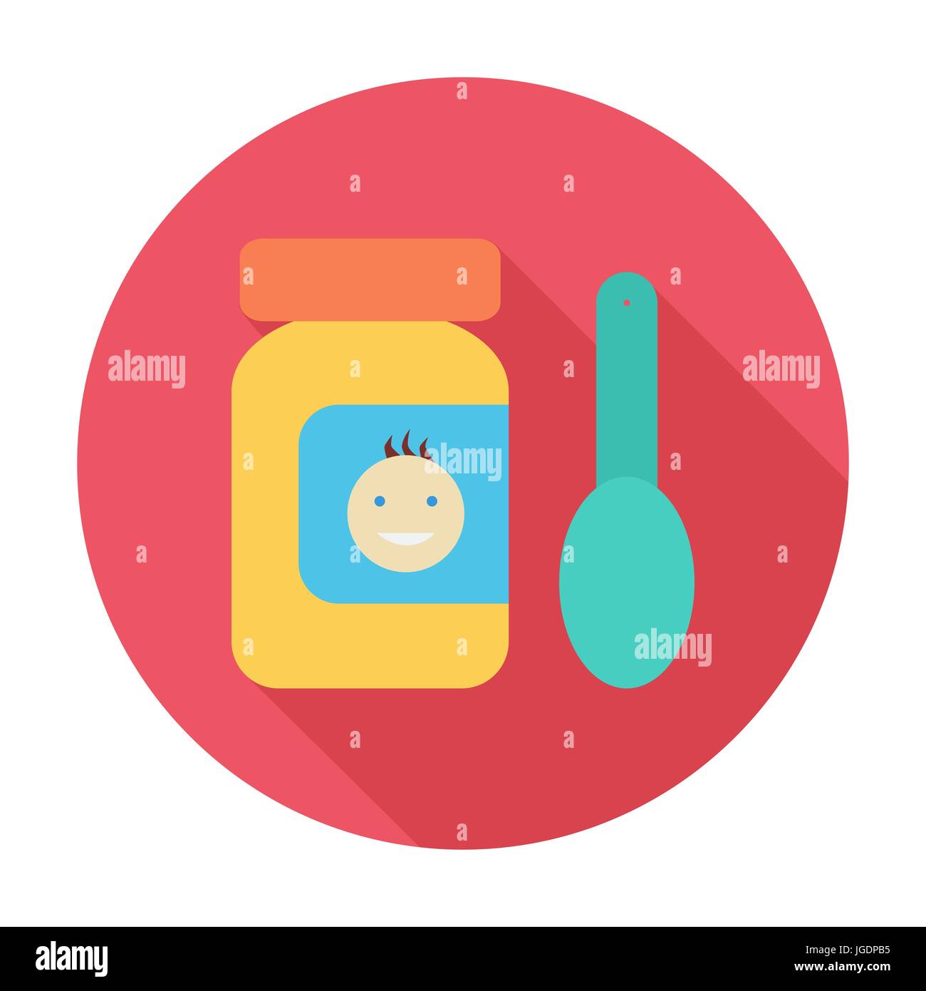 Baby food icon. Flat vector related icon with long shadow for web and ...