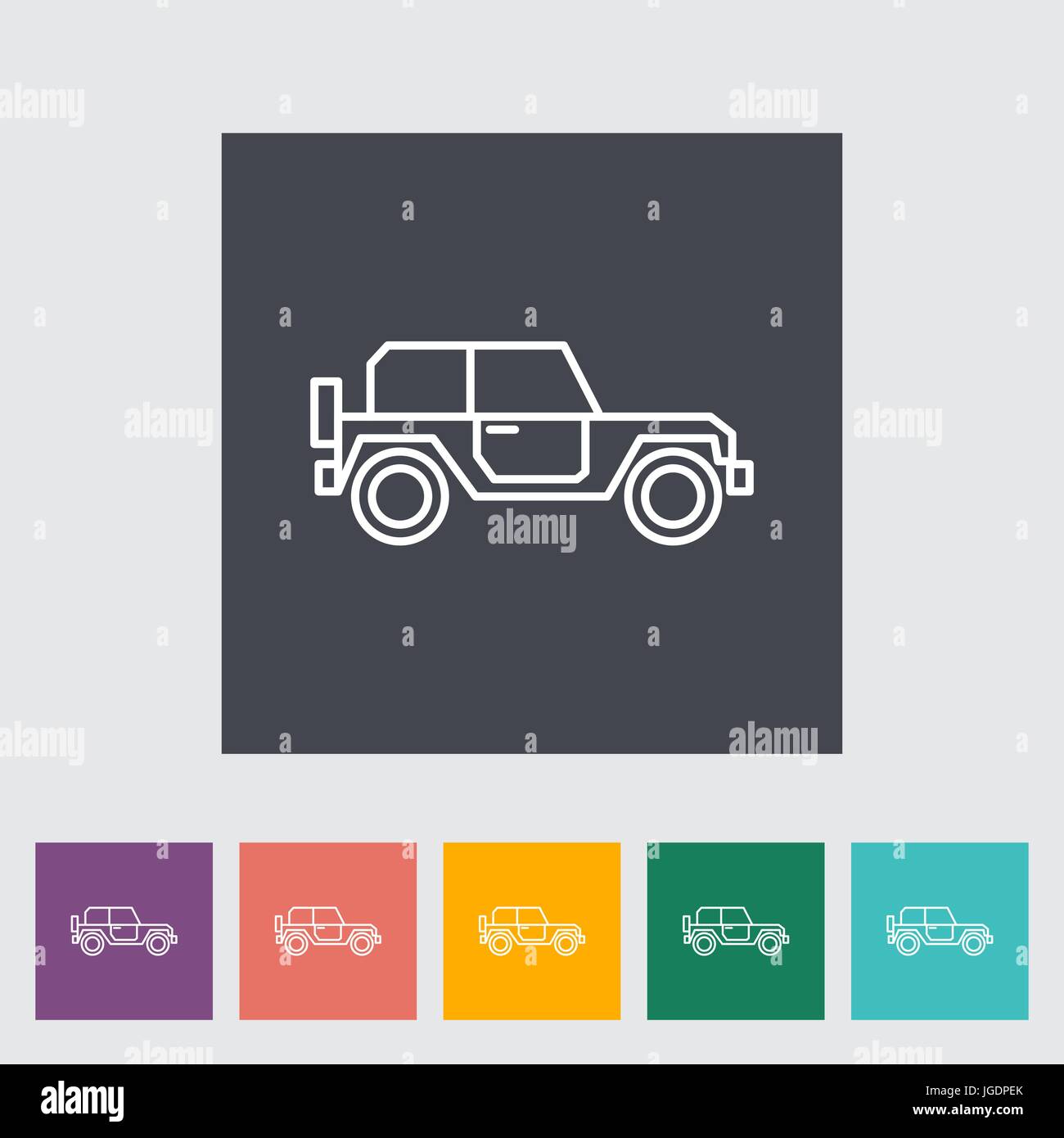 Offroad car outline icon on the button. Vector illustration Stock ...