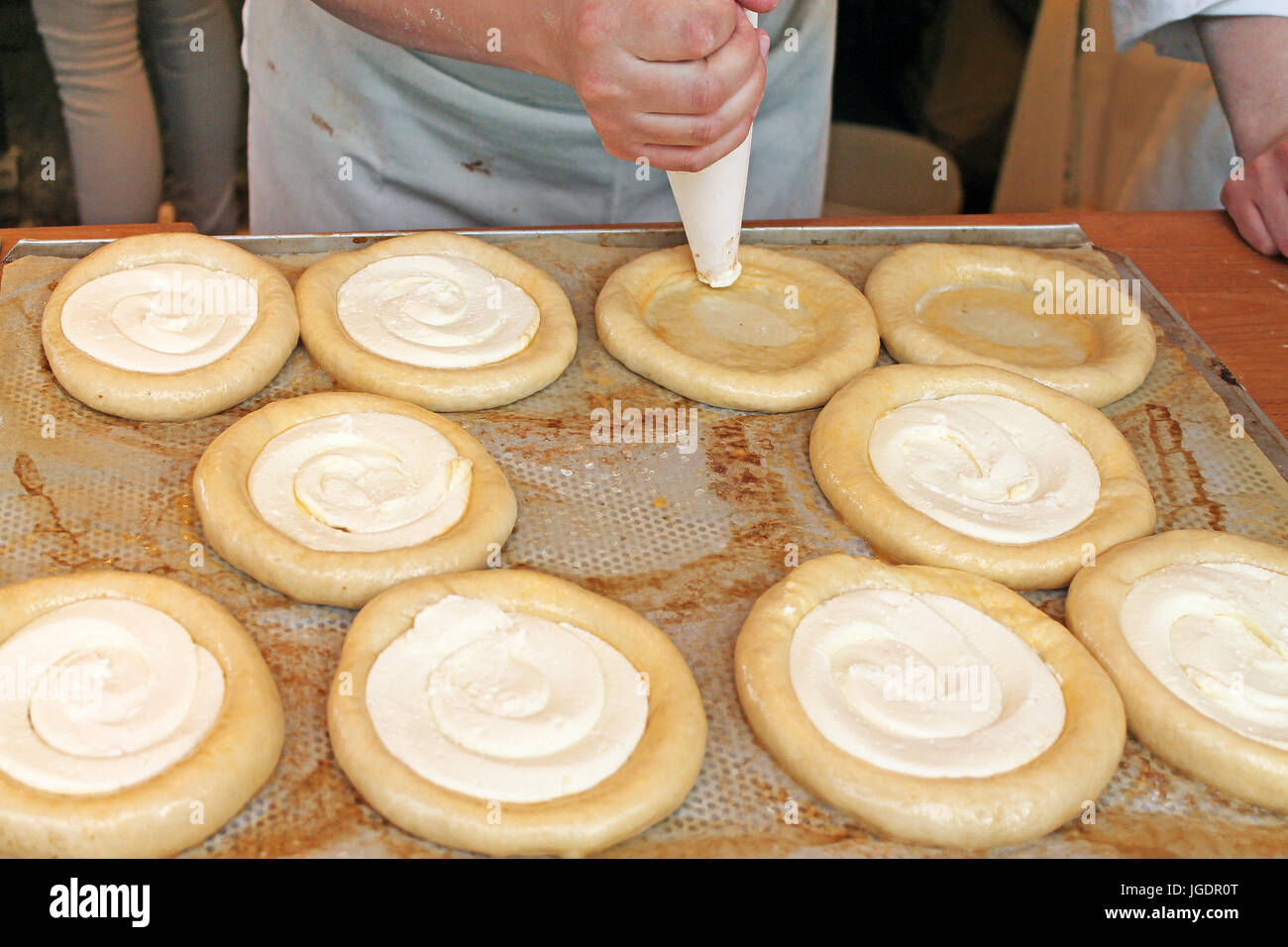 Czech tradition cheesecake - kolache.Process of makin Stock Photo - Alamy