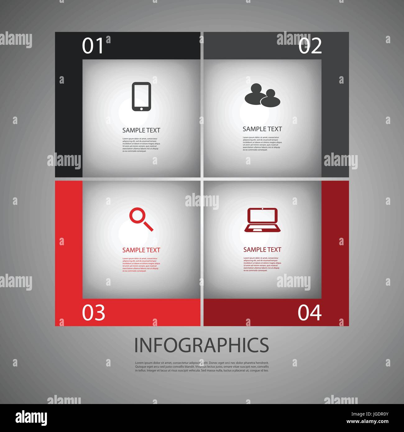 Colorful Numbered Tiled Banners - Infographic Cover Design with Icons ...