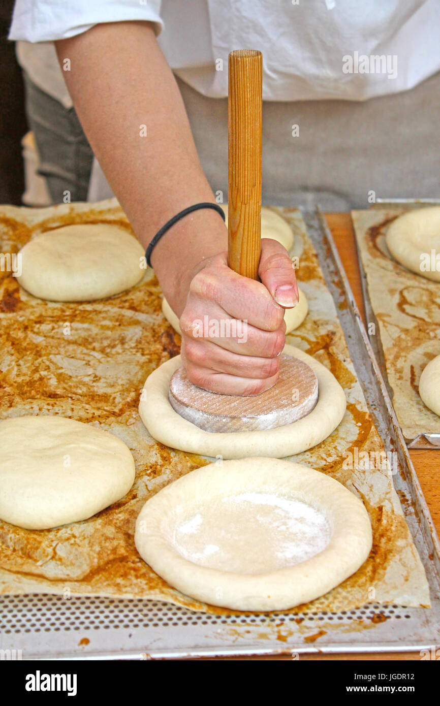 Czech tradition cheesecake - kolache.Process of makin Stock Photo - Alamy