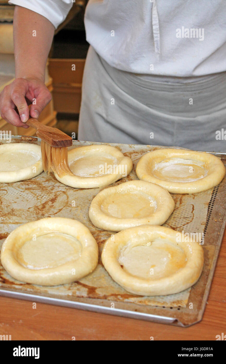 Czech tradition cheesecake - kolache.Process of makin Stock Photo - Alamy
