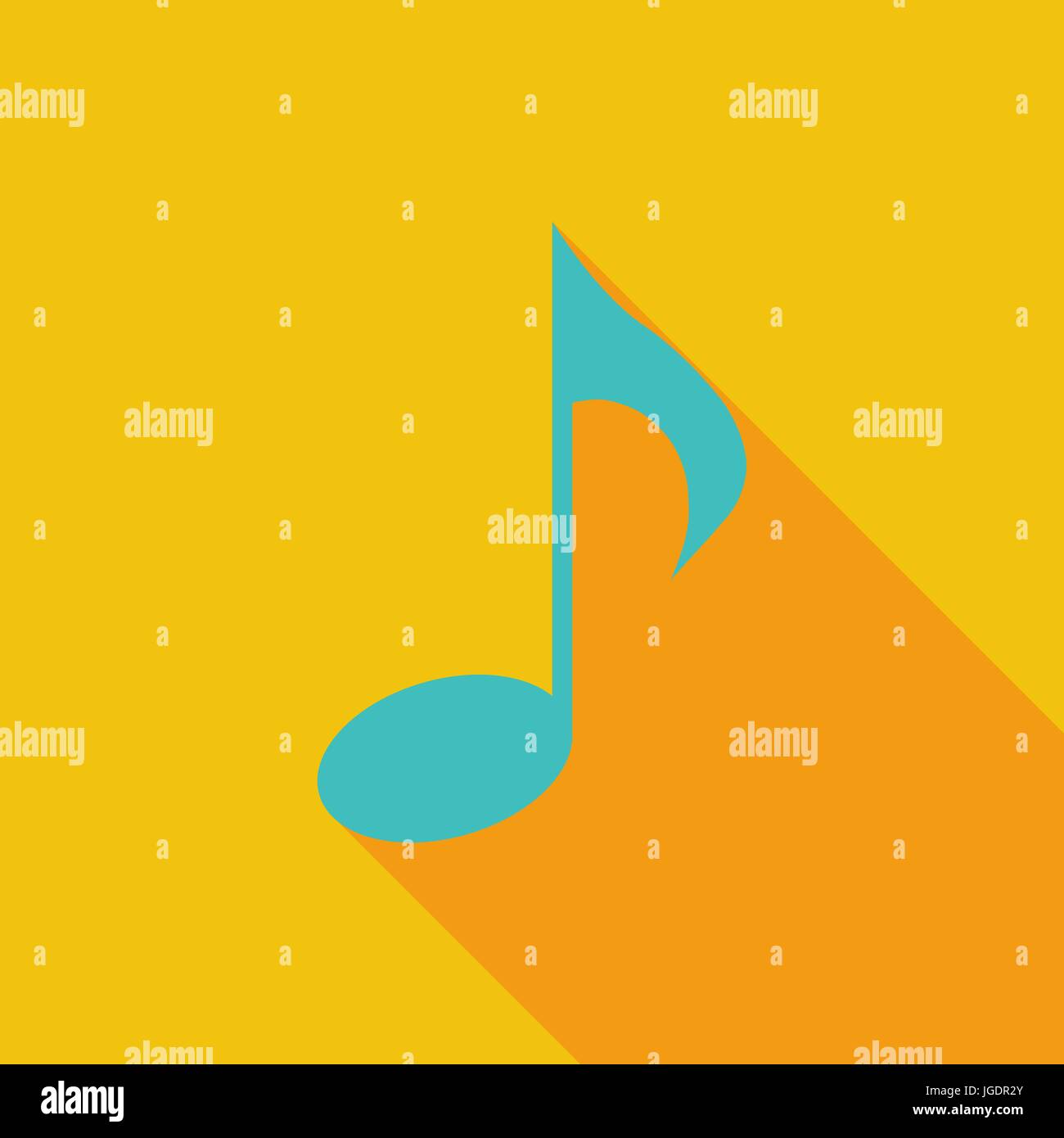 Music note icon. Flat vector related icon with long shadow for web and ...