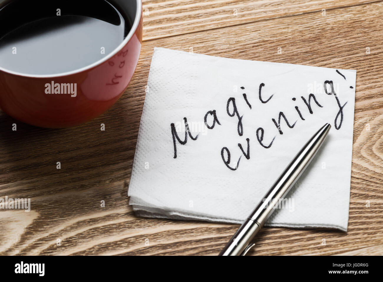 Romantic message written on napkin Stock Photo - Alamy