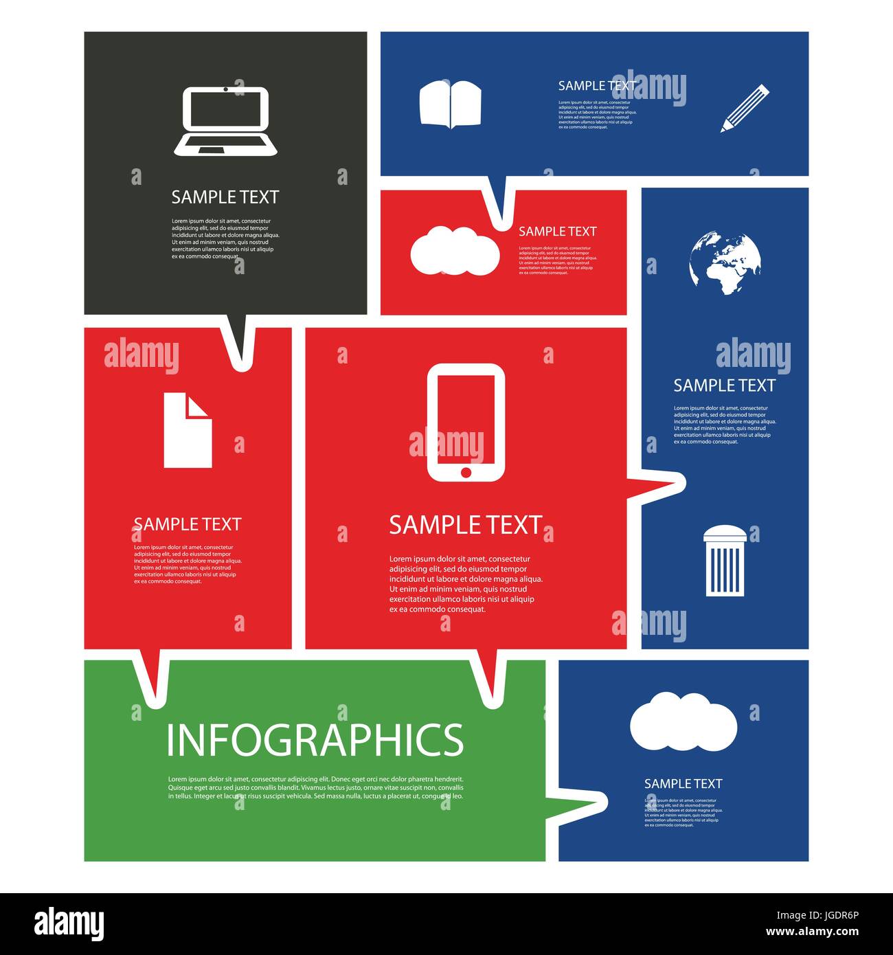 Colorful Numbered Tiled Banners - Infographic Cover Design with Icons ...