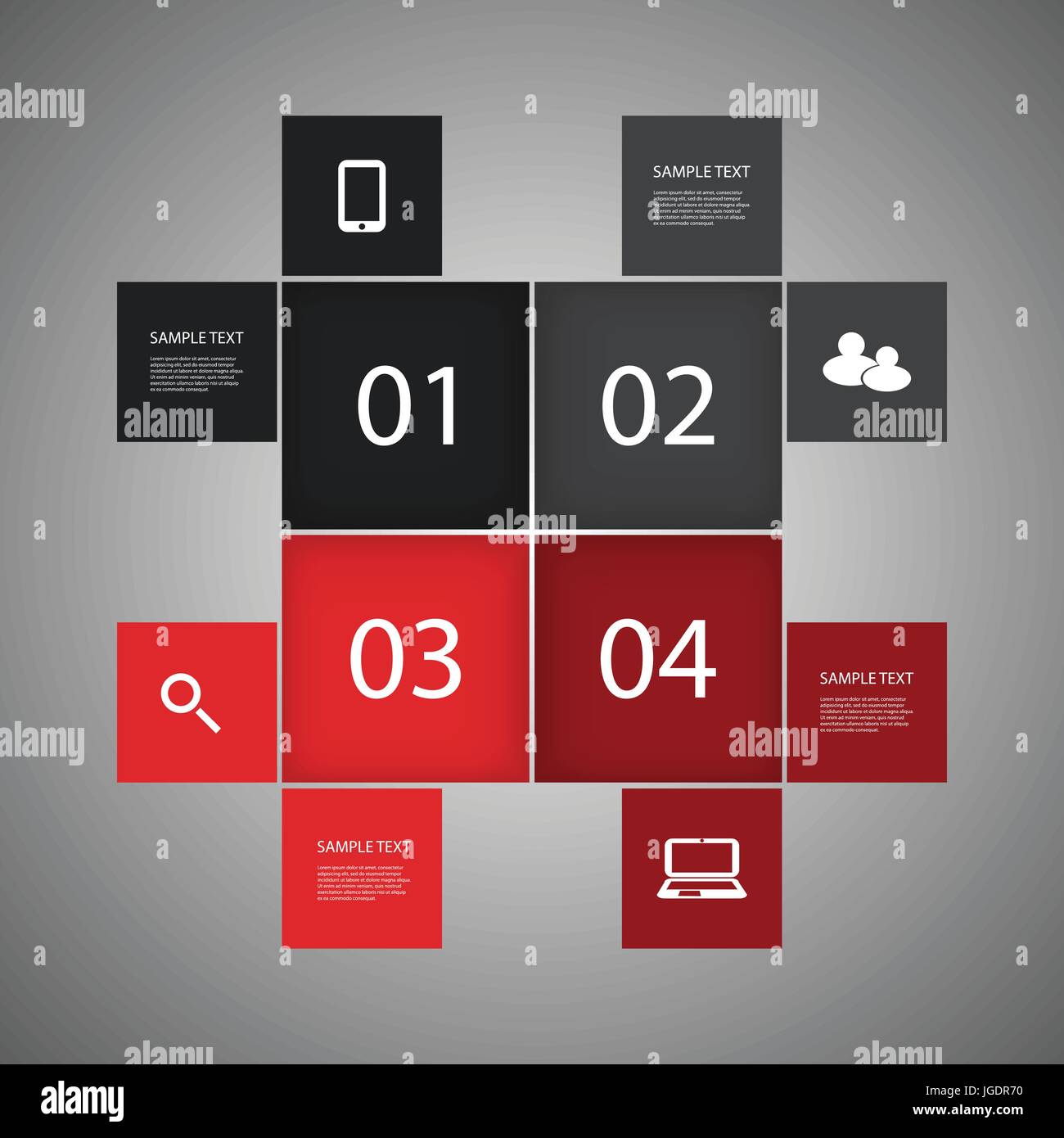 Colorful Numbered Tiled Banners - Infographic Cover Design with Icons ...