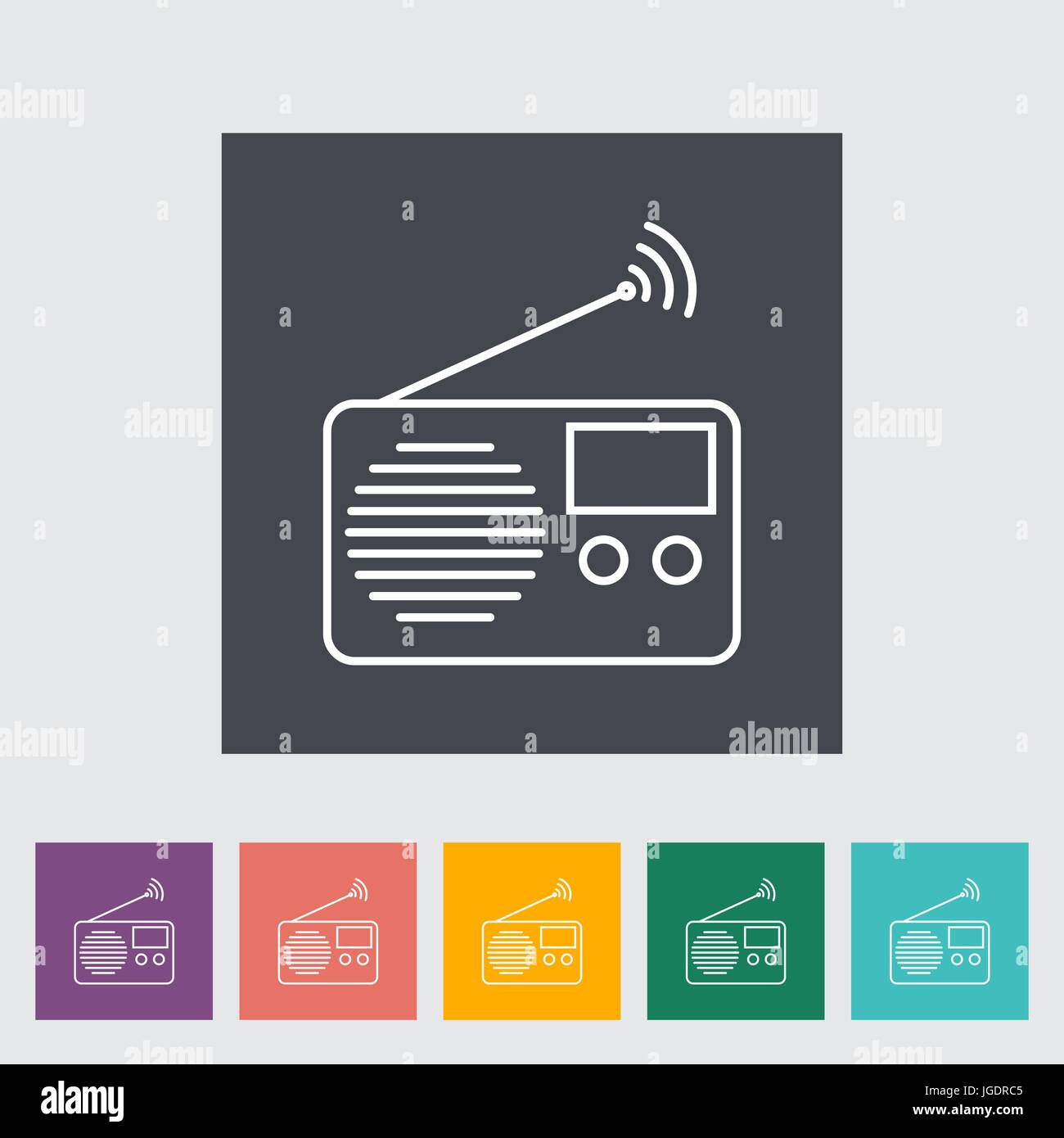 Radio. Outline icon on the button. Vector illustration Stock Vector ...