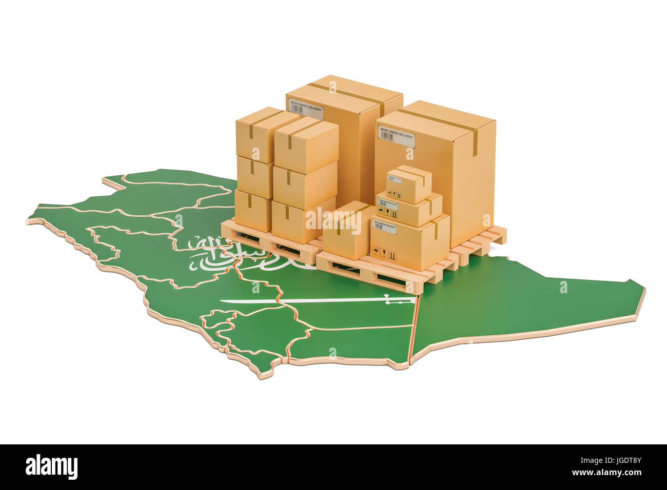 Shipping and Delivery from Saudi Arabia isolated on white background ...