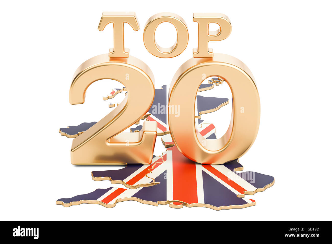 UK Top 20 concept, 3D rendering isolated on white background Stock ...