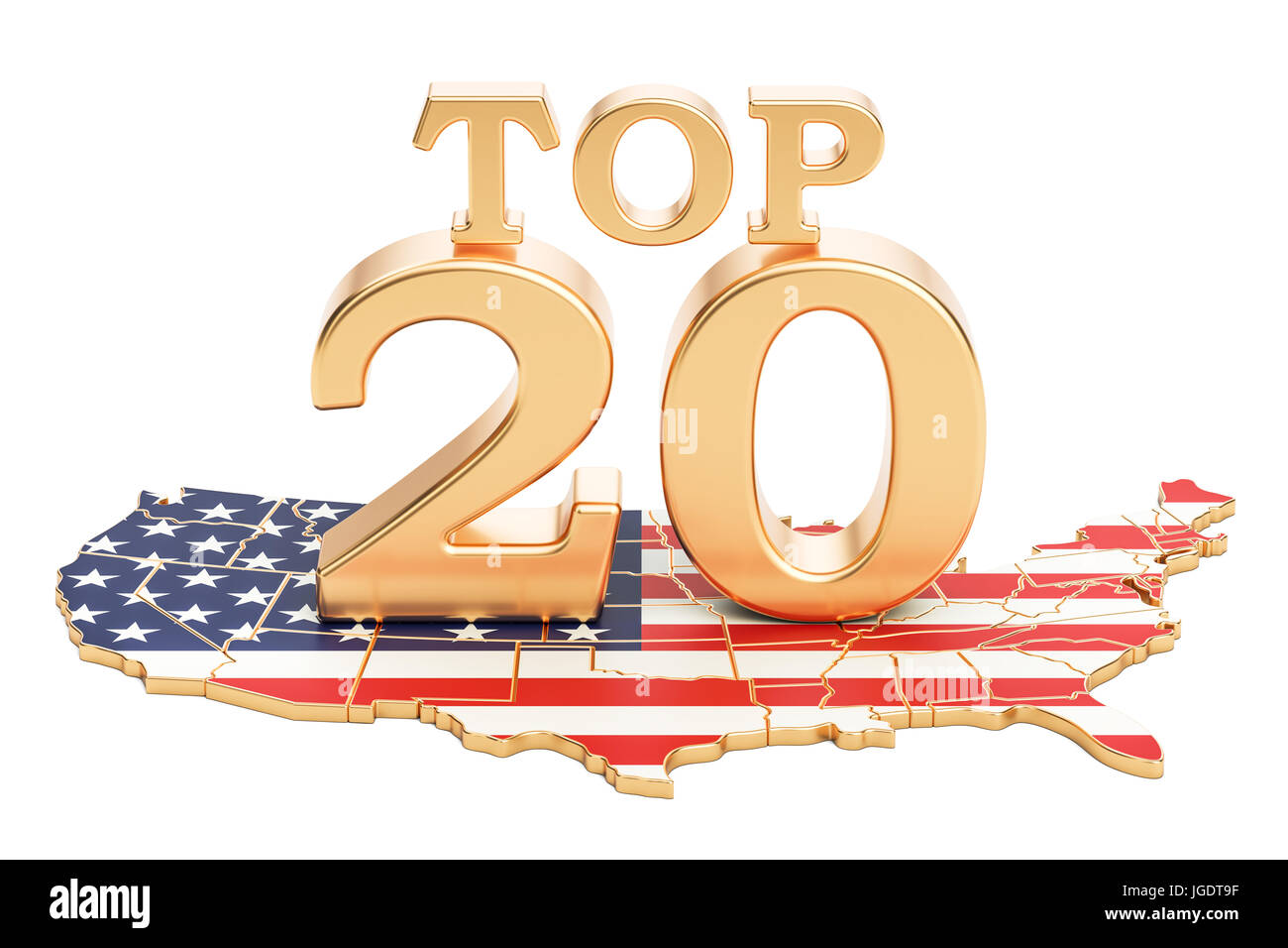 USA Top 20 concept, 3D rendering isolated on white background Stock ...
