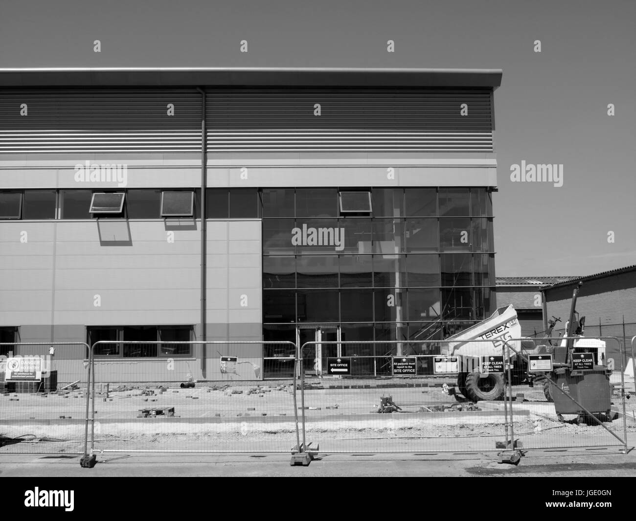 Construction site, new commercial warehouse and office development ...