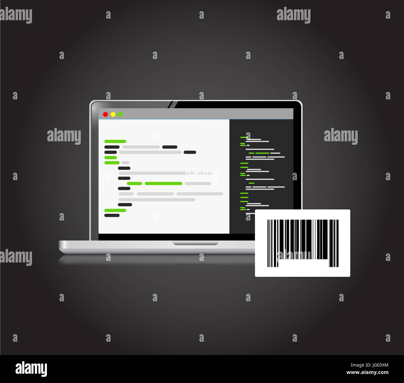 programing browser and barcode icon illustration design graphic Stock ...