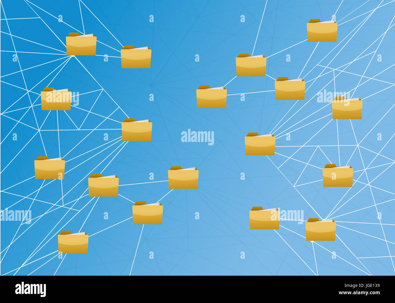 data storage network link diagram over a light blue background Stock ...