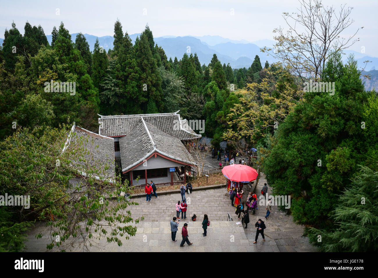 Hunan, China - Nov 3, 2015. People coming to the pagoda at Zhangjiajie ...