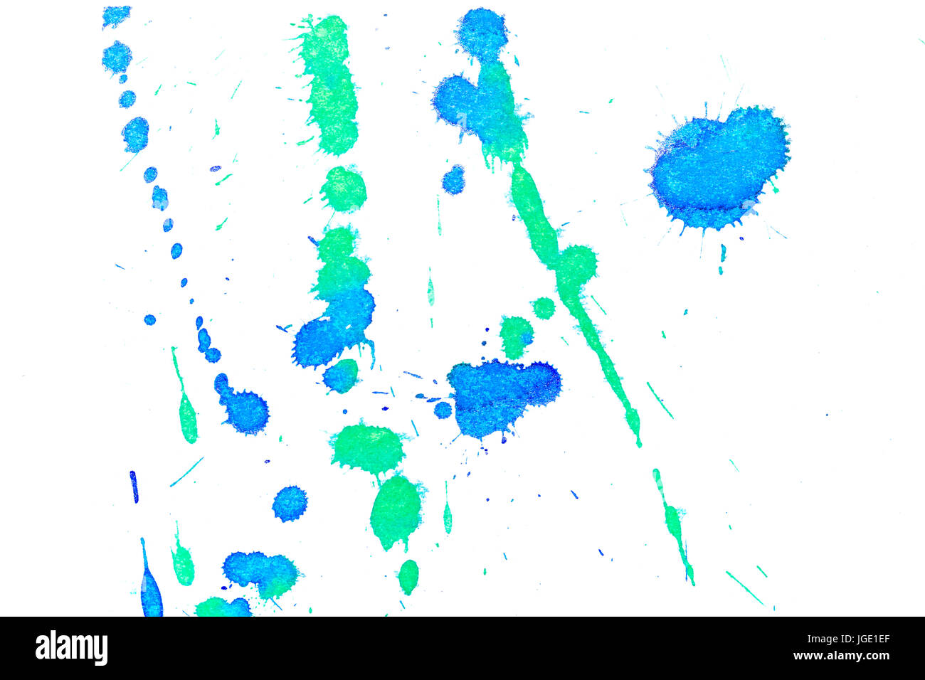 Abstract two-color blue green ink splash. Ink blots. Elements of design ...