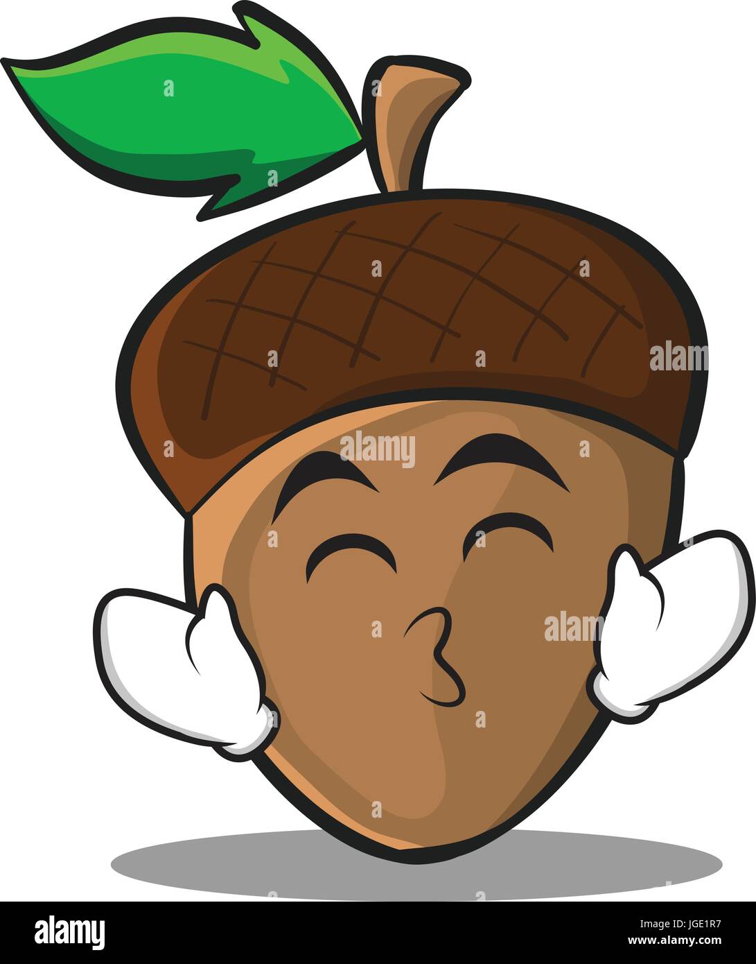 Kissing smile eyes acorn cartoon character style Stock Vector Image ...