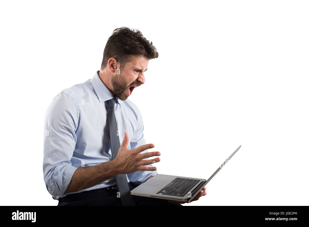 Stress and frustration caused by a computer Stock Photo - Alamy