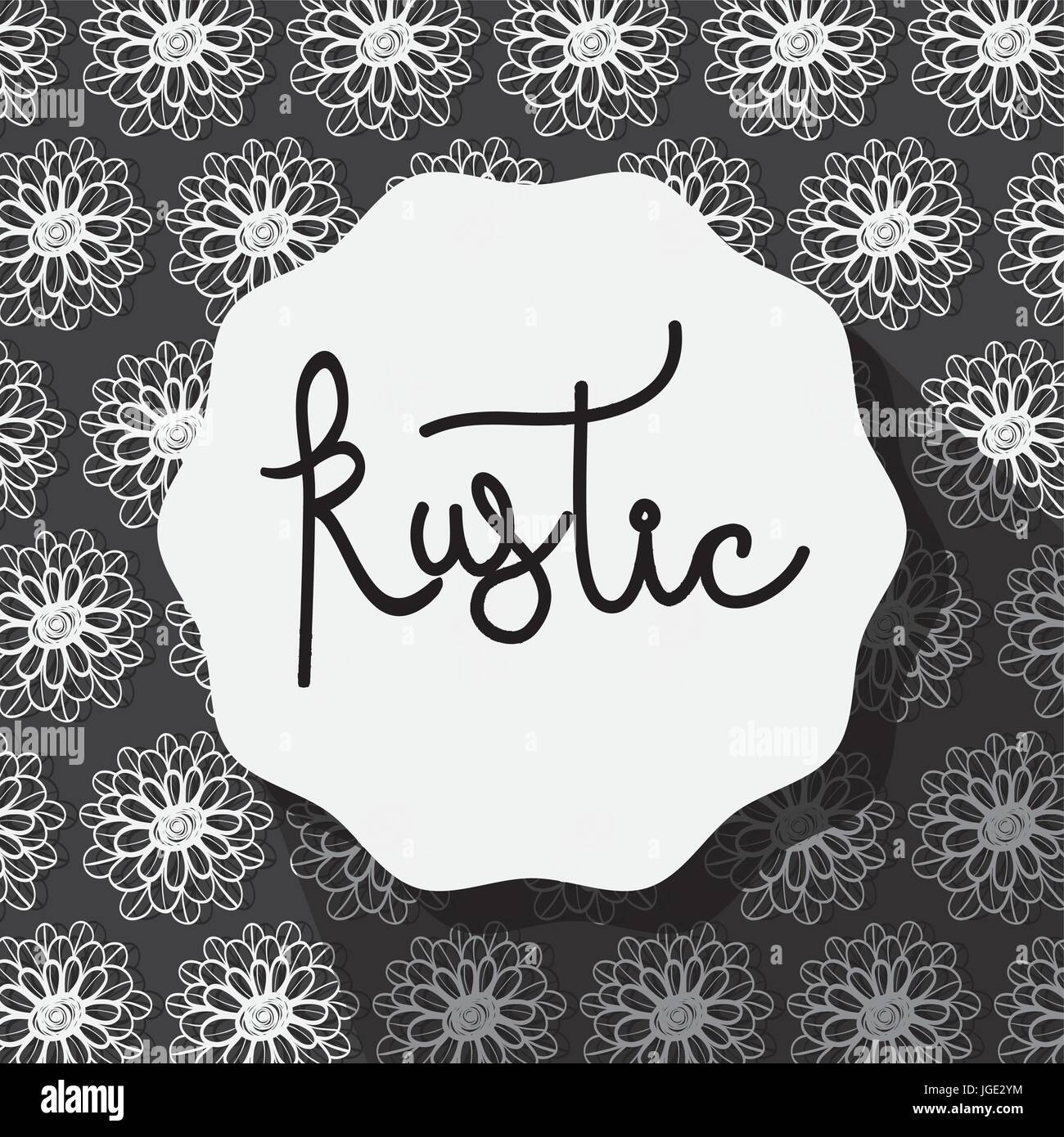 rustic emblem with flowers with petals background design Stock Vector ...