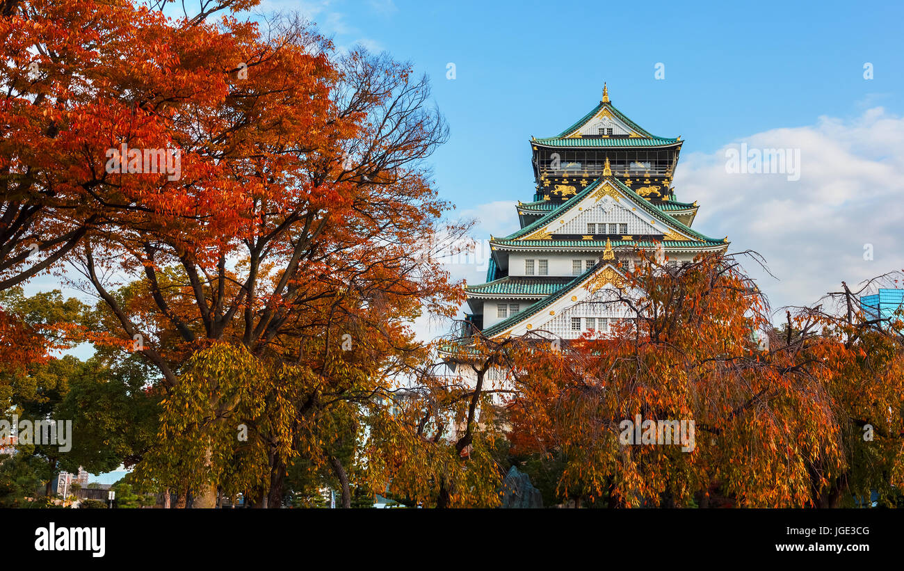 Osaka Castle in Colorful Autumn in Japan Stock Photo - Alamy