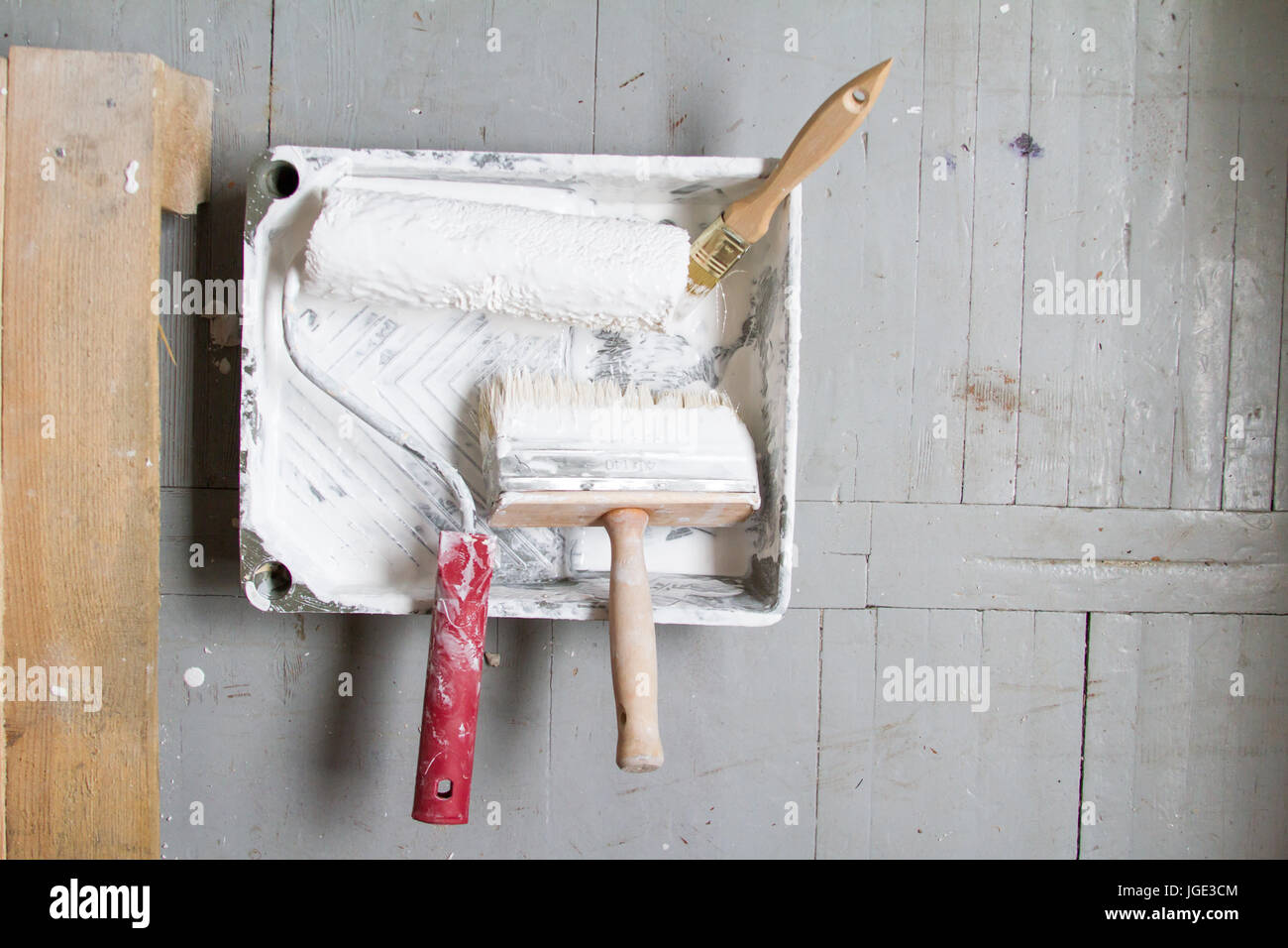 Roller Painting Container and the Painting Roller Closeup Photo Stock ...