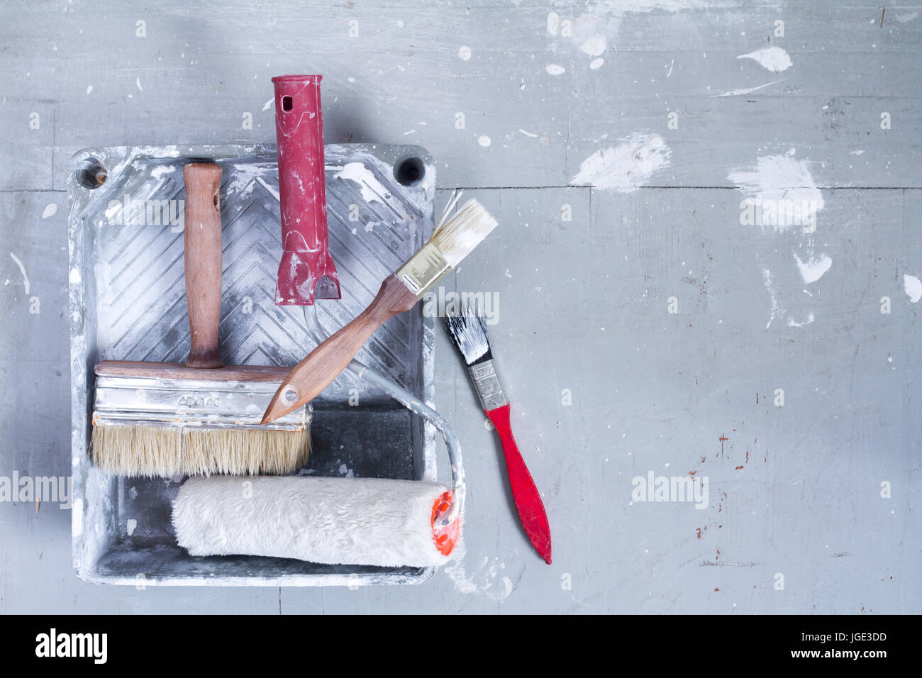 Roller Painting Container and the Painting Roller Closeup Photo Stock ...
