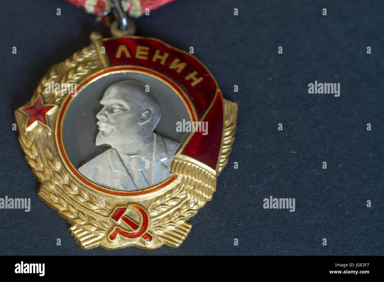 Order of Lenin USSR on black background Stock Photo - Alamy