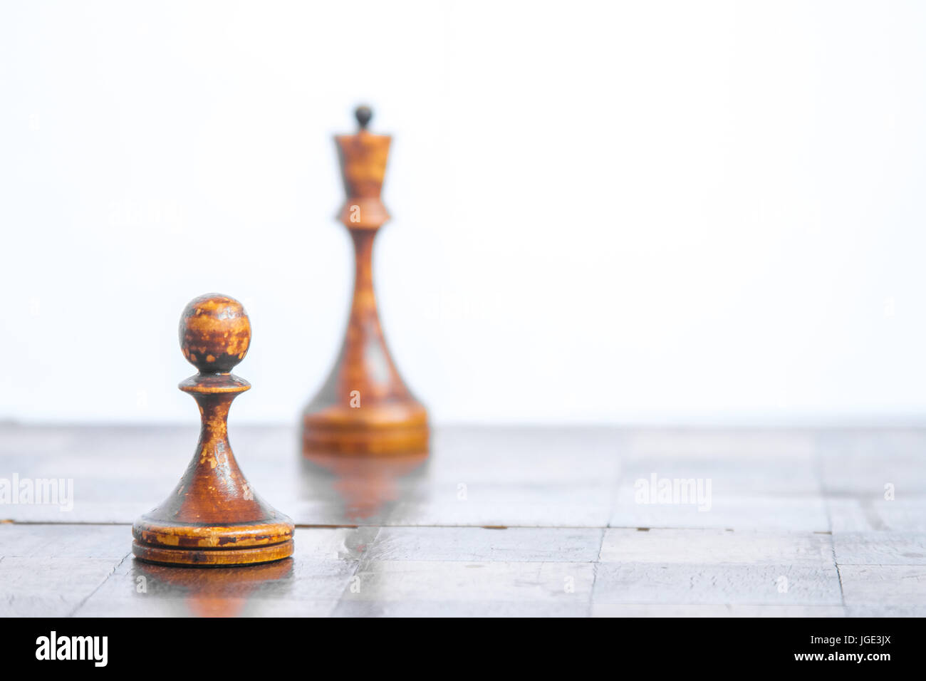 Old chess Board with wooden pieces on a white background Stock Photo ...