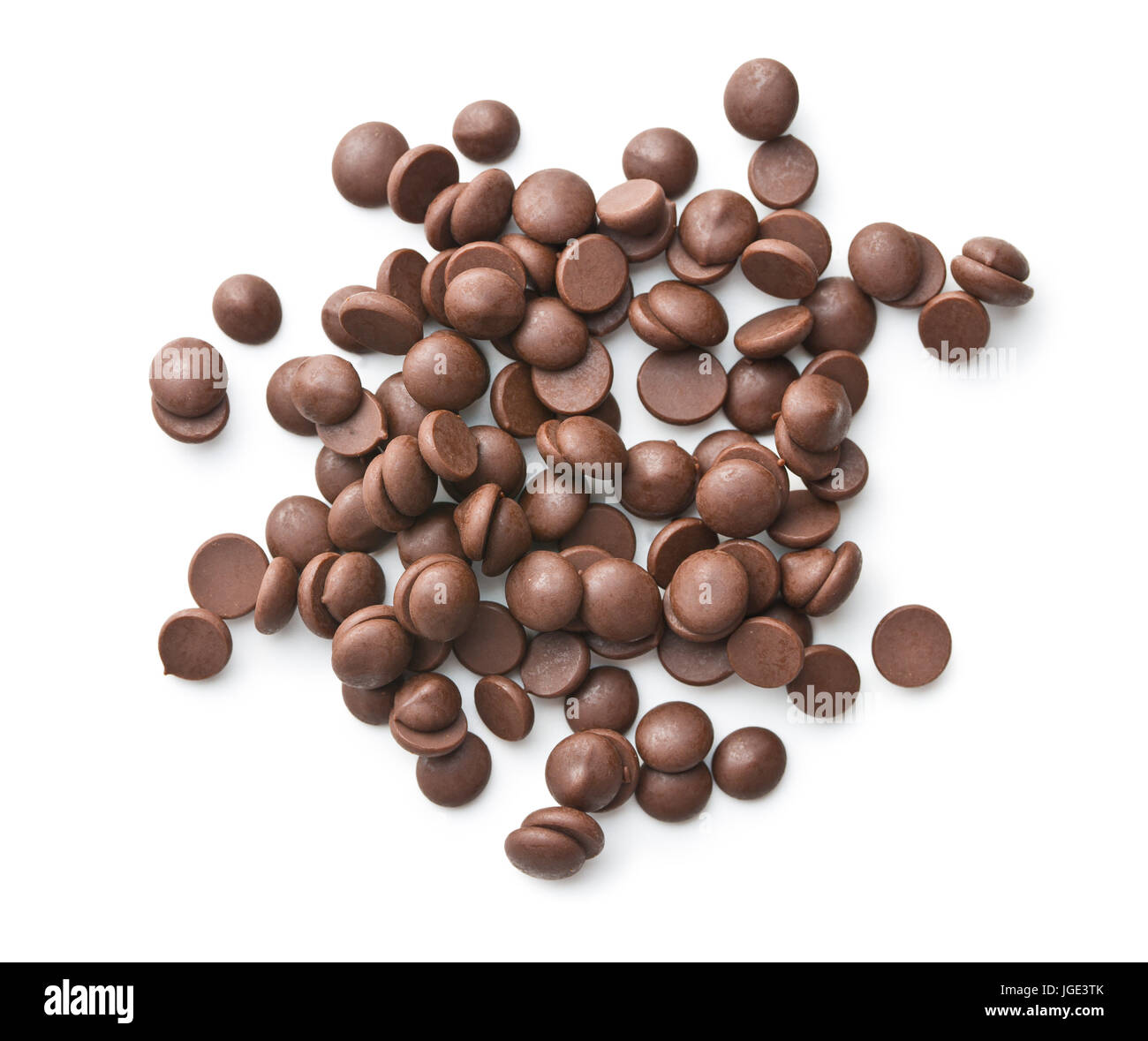 Tasty chocolate morsels isolated on white background Stock Photo - Alamy
