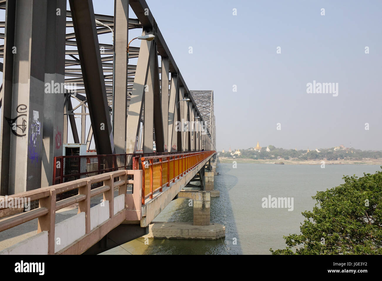 Steel bridge over the river in Mandalay, Myanmar Stock Photo - Alamy