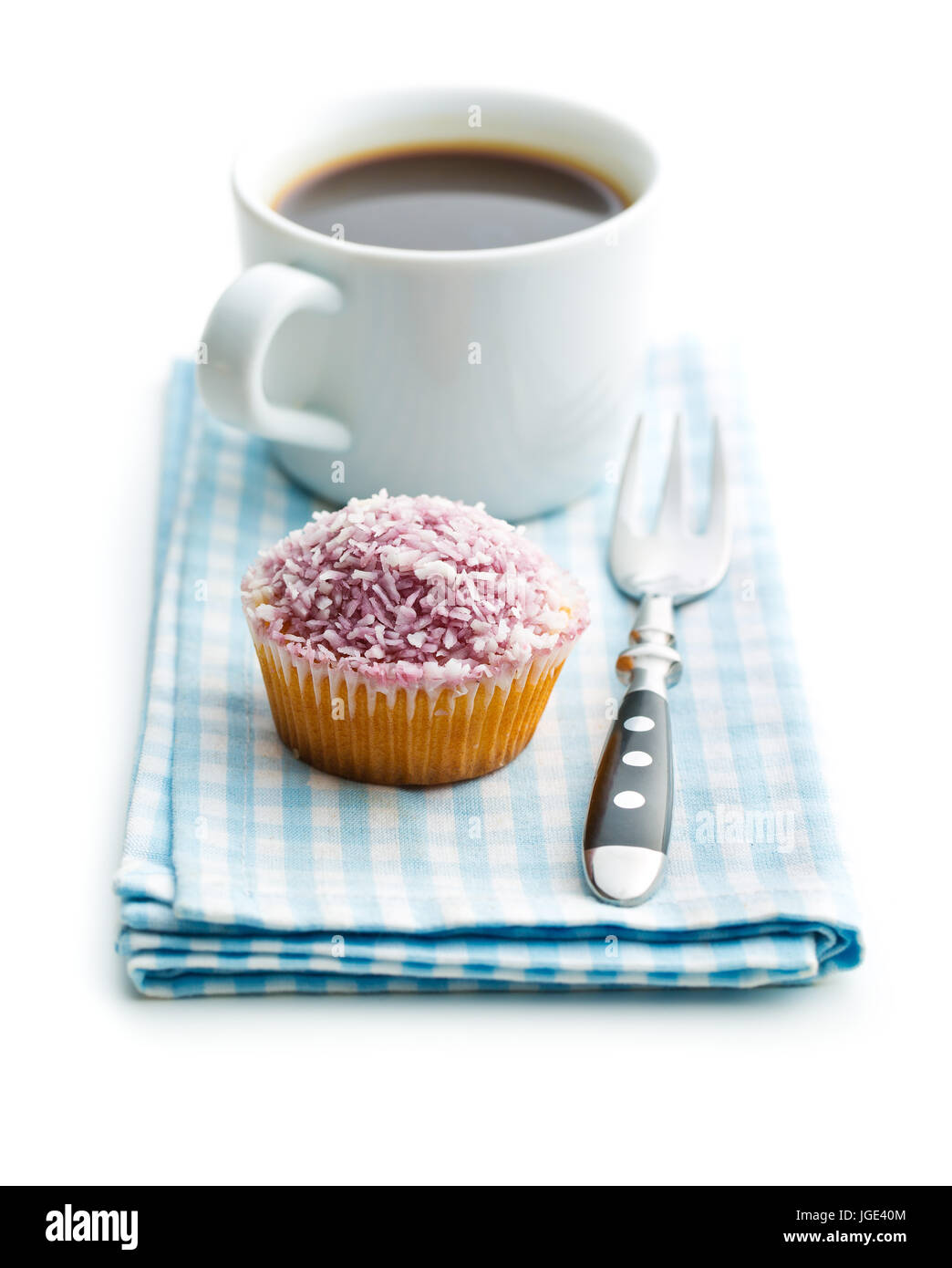 Cupcake and coffee cup isolated on white background Stock Photo - Alamy