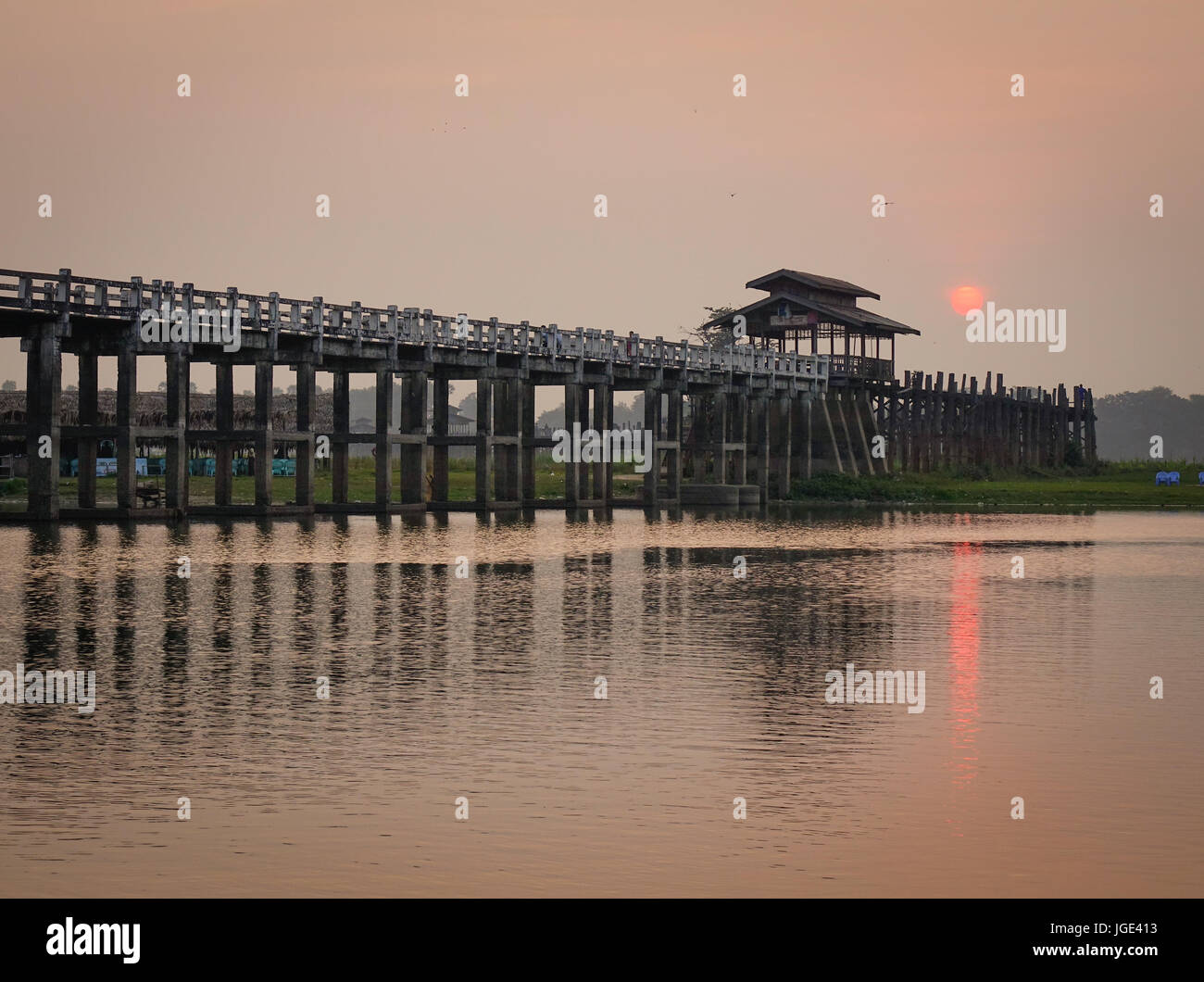 View of the Ubein bridge in Mandalay, Myanmar. Ubein was built around ...