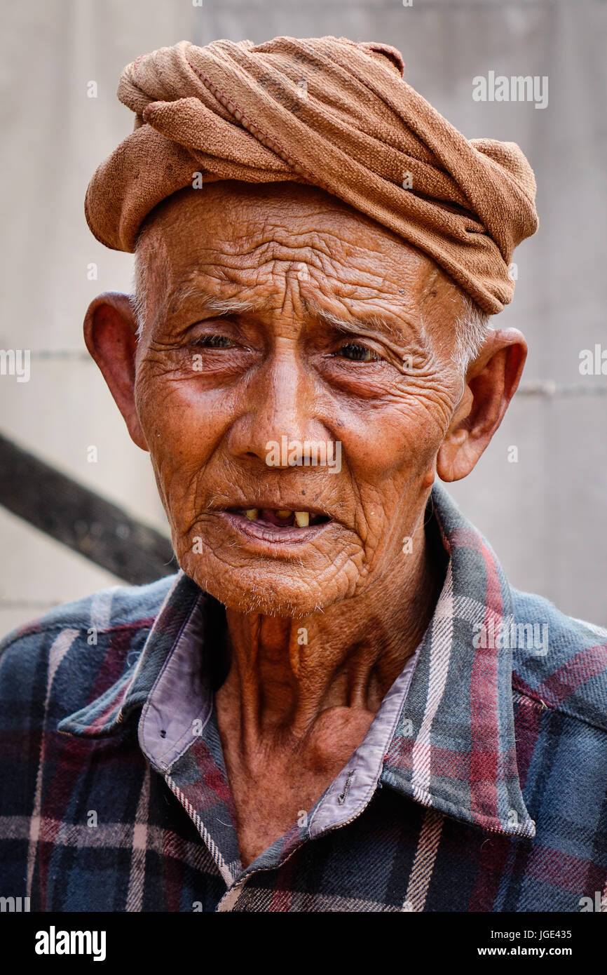 Mandalay, Myanmar - Feb 22, 2016. Portrait of Burmese old man in ...