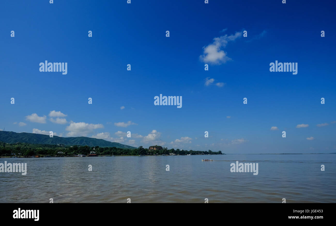 Landscape of Ayeyarwady River in Mandalay, Myanmar. Ayeyarwady is the ...