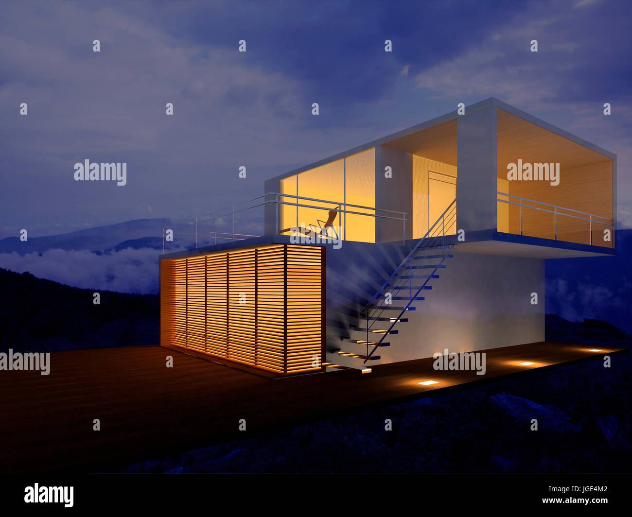 Modern house in remote landscape Stock Photo - Alamy