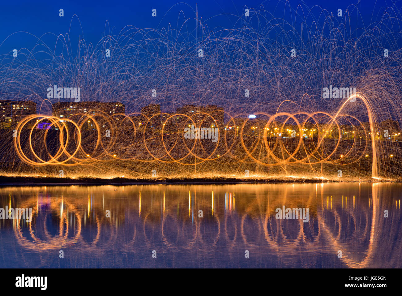 Hot golden sparks flying hi-res stock photography and images - Alamy