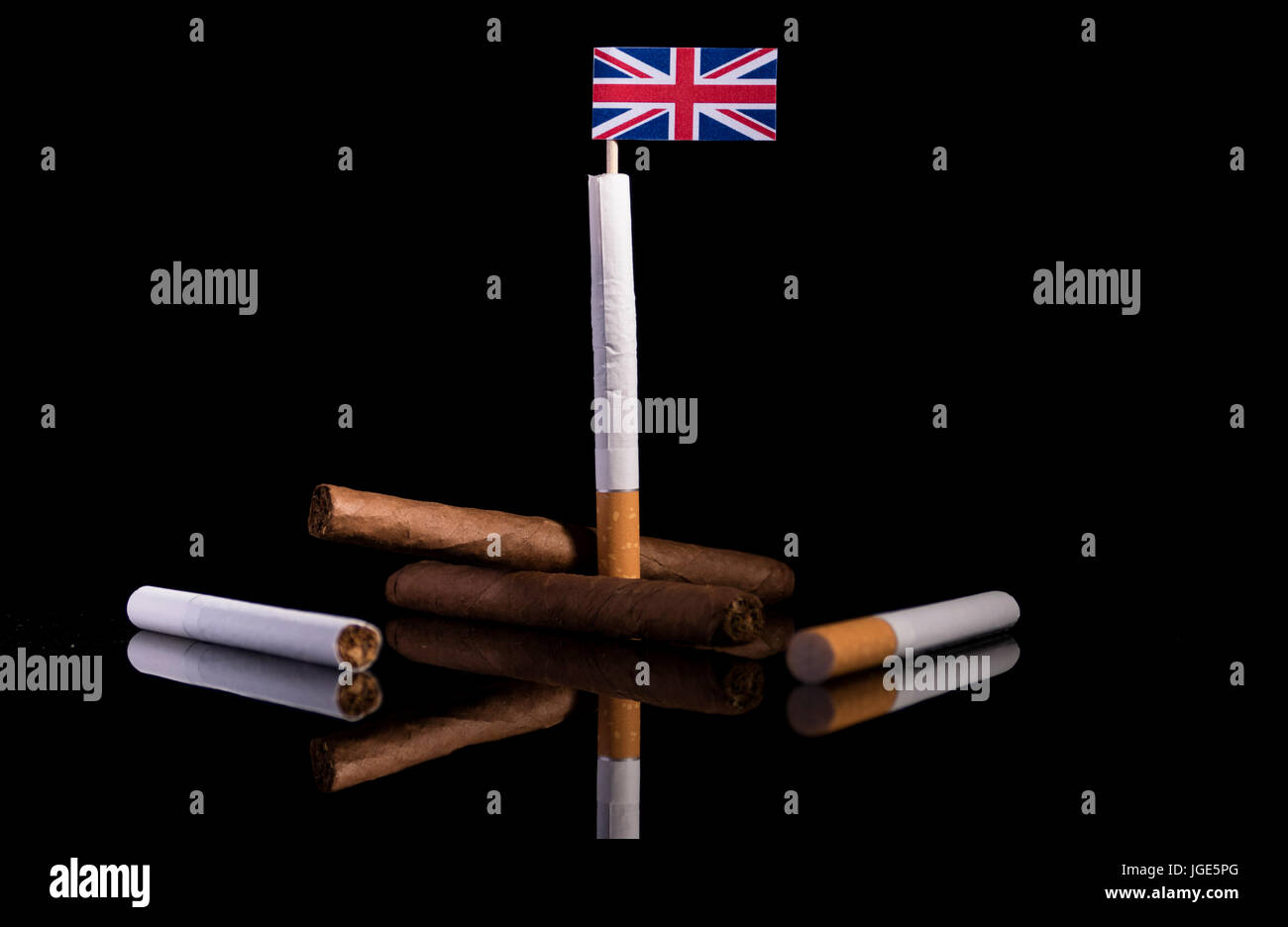 British flag with cigarettes and cigars. Tobacco Industry concept Stock ...