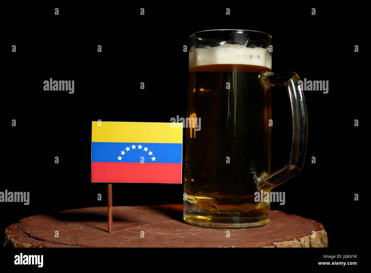 Venezuelan flag with beer mug isolated on black background Stock Photo ...