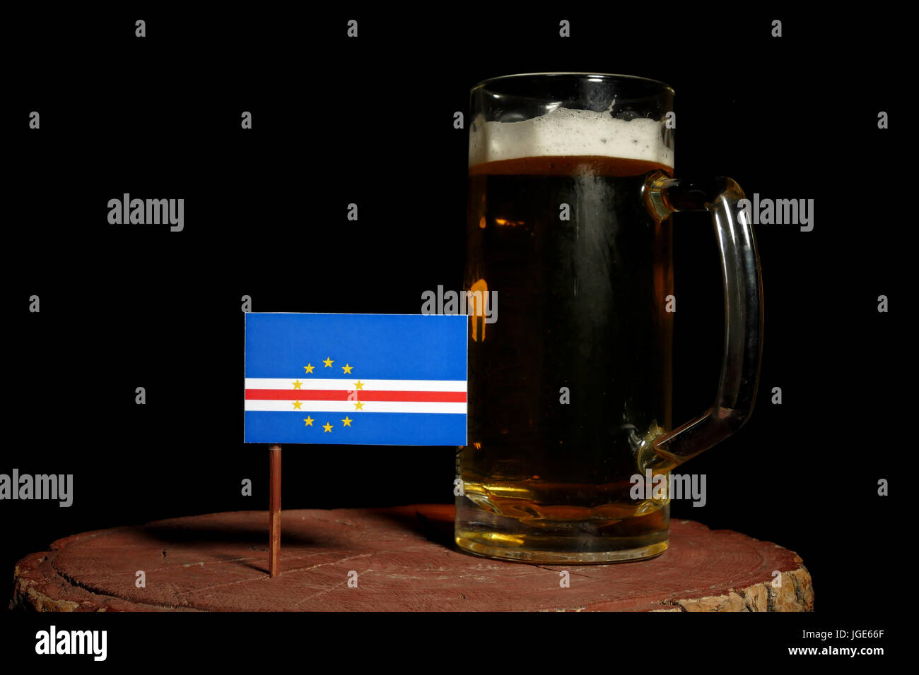 Cape Verde flag with beer mug isolated on black background Stock Photo ...