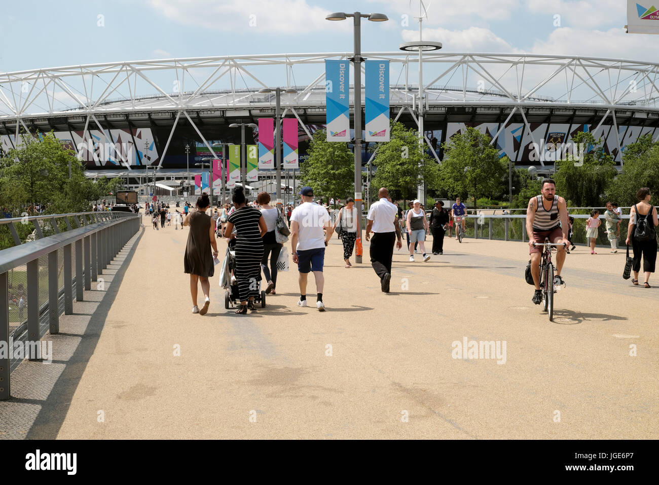 View of the stadium and families at the entrance of the Queen Elizabeth ...