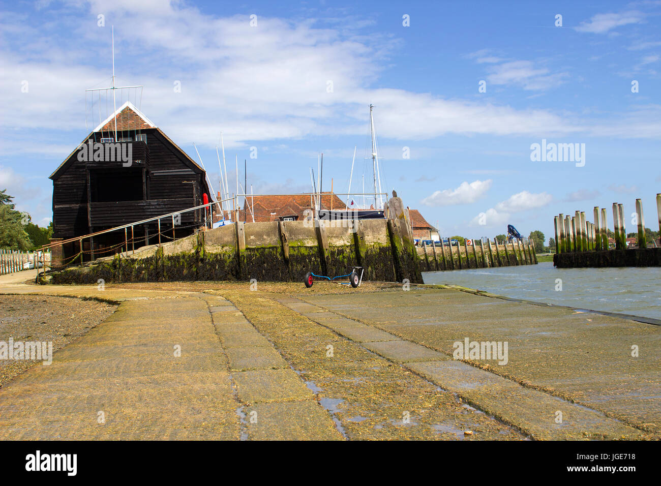 The long slipway and boathouse at the deep water channel in Bosham ...