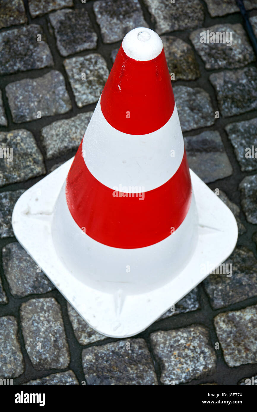warning red striped construction emergency cone Stock Photo - Alamy
