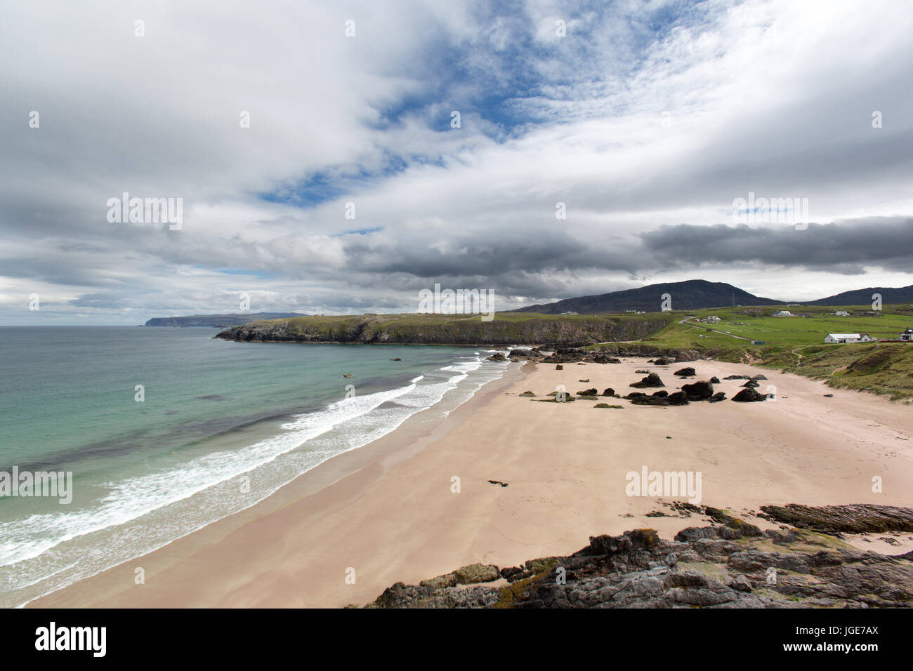 Village of Durness, Scotland. Picturesque view of Sango Bay at the ...