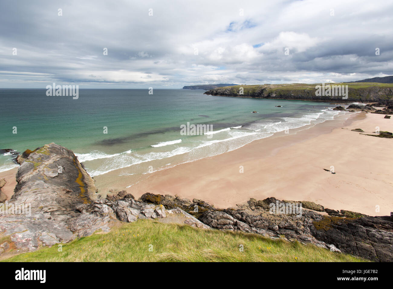 Village of Durness, Scotland. Picturesque view of Sango Bay at the ...